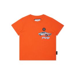 Philipp Plein Jungen T-Shirt "Racing"20, orange, Gr. 12, Obermaterial: 100% Baumwolle, Shirts