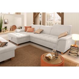 Ecksofa Home Affaire, B:279cm H:81cm T:170cm, beige, Wohnzimmer, Sofas, "Lyla fester Sitzkomfort, bequeme Armlehnen, Breite 279cm, L-Form", mit