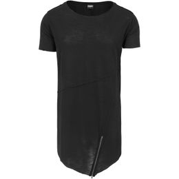 Urban Classics Damen T-Shirt "Urban Classics Herren Long Open Edge Front Zip Tee"schwarz, Gr. XS, unifarben, 100% Baumwolle, Shirts