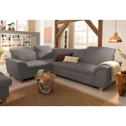 Ecksofa Home Affaire, B:275cm H:81cm T:214cm, grau, Luxus-Microfaser Lederoptik (100% Polyester);Microfaser PRIMABELLE (100% Polyester);Feinstruktur