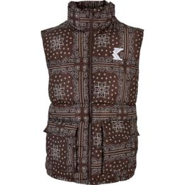 Karl Kani Herren Jerseyweste "Karl Kani Herren KM224-061-1KK OG Paisely Puffer Vest"braun, weiß, schwarz, Gr. XXS, 100% Polyimid, Westen