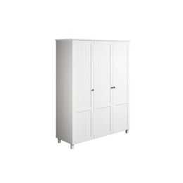 Kleiderschrank OTTO HOME, B:143cm H:180cm T:51cm, weiß, Massivholz, Jugendzimmer, Schränke, "Juventus, Drehtürenschrank, Schrank", mit 3 Türen, 143