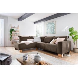 Ecksofa Home Affaire, B:281cm H:85cm T:220cm, braun, Korpus/Basismaterial: 85% Polyester, 15% Viskose. Sitzfl&auml;che: 85% Polyester, 15% Viskose,