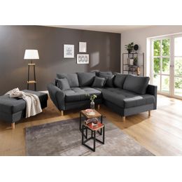Ecksofa Home Affaire, B:223cm H:47cm T:184cm, grau, Luxus-Microfaser (100% Polyester);Struktur fein (100% Polyester);Microfaser PRIMABELLE (100%