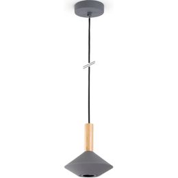 Paco Home Pendelleuchte "MORA", Ø 17cm H: 18,7cm, grau, Esszimmer, Leuchten, Wohnzimmer Esszimmer Trichterform Modern Holz Metall GU10