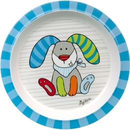 Sigikid Baby Teller "Kinderbunt, Hase Ringel Dingel", blau, Kunststoff, Speiseteller