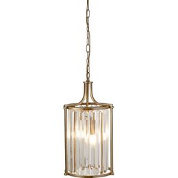 Searchlight Hängeleuchte "Victoria 2Lt Pendant - Antique Brass Metal & Clear Crystal", 2, Ø 26cm H: 47cm, 1 Stk.antikmessing und klar, Esszimmer,