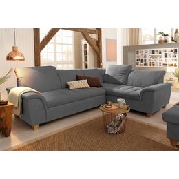 Ecksofa Home Affaire, B:275cm H:81cm T:214cm, grau, Luxus-Microfaser Lederoptik (100% Polyester);Microfaser PRIMABELLE (100% Polyester);Feinstruktur