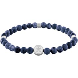 Tommy Hilfiger Damen Armband "TH85-MEN BEADS", 19cm, Edelstahl, blau, Edelstahl, Armbänder, mit Sodalith oder Onyx
