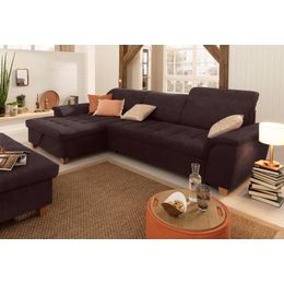 Ecksofa Home Affaire, B:279cm H:81cm T:162cm, braun, Wohnzimmer, Sofas, "Lyla fester Sitzkomfort, bequeme Armlehnen, Breite 279cm, L-Form", mit