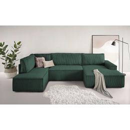 Wohnlandschaft Home Affaire, B:329cm H:85cm T:195cm, gr&uuml;n, 100% Polyester, Sofas, "SHERWOOD U-Form, 329 cm - OTTO. Verl&auml;ssliche Qualit&auml;t.",