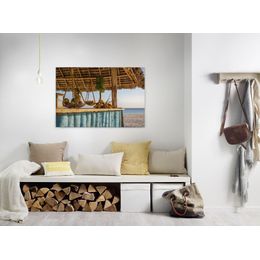 A.S. Cr&eacute;ation Leinwandbild A.S. CR&Eacute;ATION, B:90cm H:60cm, blau, Holz, Stahl, Wohnzimmer, Bilder, "Beach Bar", Strandbar Meer Keilrahmen Sommer Leinwand-Bild
