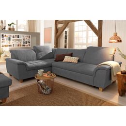 Ecksofa Home Affaire, B:275cm H:81cm T:214cm, grau, Luxus-Microfaser Lederoptik (100% Polyester);Microfaser PRIMABELLE (100% Polyester);Feinstruktur