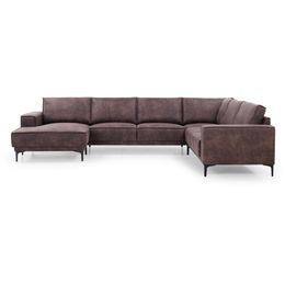 Wohnlandschaft OTTO HOME, B:342cm H:85cm T:260cm, braun, 100% Polyester, Sofas, "OLAND U-Form, XXL, B: 342 cm, Skandi-Design", U-Form, 342 cm,