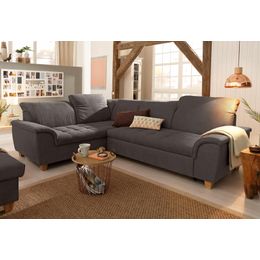 Ecksofa Home Affaire, B:275cm H:81cm T:214cm, braun, Luxus-Microfaser Lederoptik (100% Polyester);Microfaser PRIMABELLE (100% Polyester);Feinstruktur