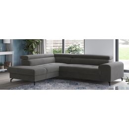 Ecksofa COTTA, B:260cm T:210cm, grau, Wohnzimmer, Sofas, "Aura L-Form, B: 260 cm", mit Bettfunktion, Bettkasten & Kopfteilverstellung