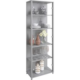 Fif M&ouml;bel Vitrine FIF M&Ouml;BEL, B:57,5cm H:172cm T:32cm, silber, Holzwerkstoff, Sicherheitsglas ESG, Wohnzimmer, Schr&auml;nke, "OPTIMA", Standvitrine,