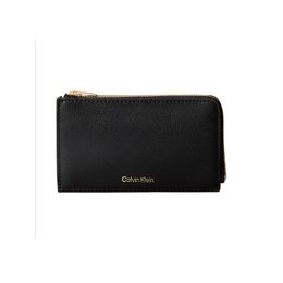 Calvin Klein Damen Kartenetui "FOIL LOGO TOP ZIP CARDCASE", schwarz, Lederimitat, unifarben, Kleinlederwaren, Kreditkartenetui mit CK-Logo
