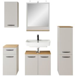 Badm&ouml;bel-Set SAPHIR, B:126,6cm H:200cm T:32,2cmkaschmir, Holzwerkstoff, Kastenm&ouml;bel-Sets, "Quickset 500, Waschbeckenunterschrank mit Spiegel",