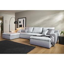 Wohnlandschaft Home Affaire, B:366cm H:85cm T:176cm, grau, 100% Polyester, Sofas, "Win U-Form, B: 366 cm - OTTO. Verlässliche Qualität.", inklusive