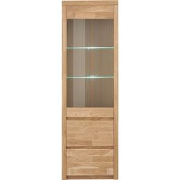 Vitrine Home Affaire, B:60cm H:190cm T:35cm, braun, Holz teilmassiv, Wohnzimmer, Schränke, "SILKEBORG75, Tür mit Glaseinsatz, Türanschlag wechselbar