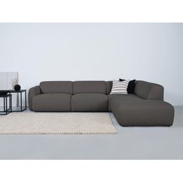 Ecksofa Home Affaire, B:310cm H:72cm T:250cm, grau, 100% PES, Wohnzimmer, Sofas, "Myrland Wohnlandschaft", Breite 241 cm, Chenille, Easy Clean Stoff,