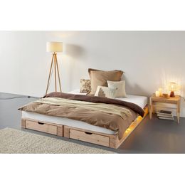 Palettenbett OTTO HOME, B:90cm H:18cm L:200cm, beige, Betten, ""ALASCO " BESTSELLER Mit Schublade", zertifiziertes Massivholz, erweiterbar zum