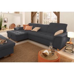 Ecksofa Home Affaire, B:279cm H:81cm T:170cm, grau, Wohnzimmer, Sofas, "Lyla fester Sitzkomfort, bequeme Armlehnen, Breite 279cm, L-Form", mit