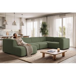 Wohnlandschaft OTTO HOME, B:367cm H:70cm T:206cm, gr&uuml;n, Struktur fein (100% Polyester);Samtoptik (100% Polyester);Samtcord (92% Polyester, 8%