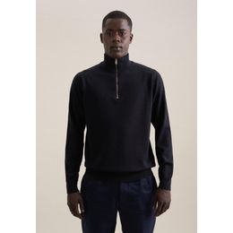 Seidensticker Jungen Stehkragenpullover "Schwarze Rose", blau, Gr. M, unifarben, 100% Wolle, Pullover, Quarter Zip Uni