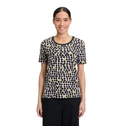Betty Barclay Damen Kurzarmshirt "Damen mit Print", beige, Gr. 44, Rippware, Obermaterial: 95% Baumwolle, 5% Elasthan, Shirts, Rippb&uuml;ndchen
