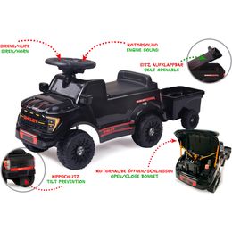 Jamara Kinder Rutscherauto "Shelby Ford F-150 Raptor mit Anh&auml;nger", schwarz, Kunststoff, B:26,6cm H:32,8cm T:80,1cm, Rutschautos, mit Soundeffekten
