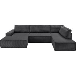 Wohnlandschaft OTTO HOME, B:329cm H:85cm T:195cm, grau, 100% Polyester, Sofas, "SHERWOOD Cord U-Form, 329 cm - OTTO. Verl&auml;ssliche Qualit&auml;t.",