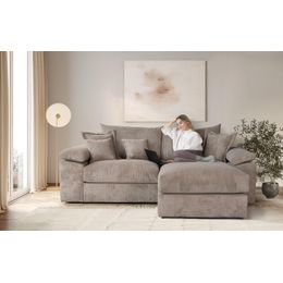 Ecksofa Home Affaire, B:246cm T:187cm, grau, 100% Polyester, Wohnzimmer, Sofas, "Soft&Cosy XL L-Form, B: 246 cm - OTTO. Verl&auml;ssliche Qualit&auml;t.",