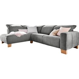 Ecksofa Home Affaire, B:281cm H:85cm T:220cm, grau, Korpus/Basismaterial: 85% Polyester, 15% Viskose. Sitzfl&auml;che: 85% Polyester, 15% Viskose,
