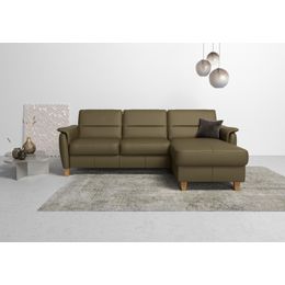 Ecksofa Home Affaire, B:244cm H:89cm T:163cm, gr&uuml;n, Luxus-Microfaser (100% Polyester);Struktur (100% Polyester);Luxus-Microfaser in Lederoptik (100%