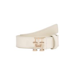 Tommy Hilfiger Damen Lederg&uuml;rtel "TH LOGO 2.5 cm breit", wei&szlig;, Gr. 70, Rindsleder, G&uuml;rtel, Eleganter G&uuml;rtel mit TH-Logoschnalle