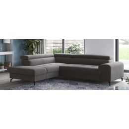 Ecksofa COTTA, B:260cm T:106cm, grau, Wohnzimmer, Sofas, "Aura L-Form, B: 260 cm", mit Bettfunktion, Bettkasten & Kopfteilverstellung