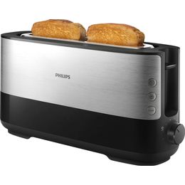 Philips Toaster "HD2692/90", B:44cm H:21,6cm T:15,5cm, schwarz, Toaster, mit Aufwärm- und Auftaufunktion, integriertem Brötchenaufsatz