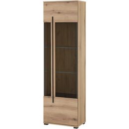 Vitrine Inosign, B:60cm H:200cm T:37cm, braun, FSC-zertifizierter Holzwerkstoff, Wohnzimmer, Schränke, "Cantara, Vitrinenschrank in Eiche Evoke oder