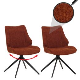 2er-Set Esszimmerstuhl MCW-O48, K&uuml;chenstuhl, drehbar Auto-Return, Stoff/Textil Chenille (320g/m&sup2;) &Ouml;ko-Tex ~ rotbraun