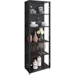 Fif M&ouml;bel Vitrine FIF M&Ouml;BEL, B:57,5cm H:172cm T:32cm, schwarz, Holzwerkstoff, Sicherheitsglas ESG, Wohnzimmer, Schr&auml;nke, "OPTIMA", Standvitrine,