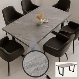 Esszimmertisch MCW-O61, Tisch K&uuml;chentisch Esstisch, Industrial MDF Metall 160x90cm ~ Marmor-Optik grau