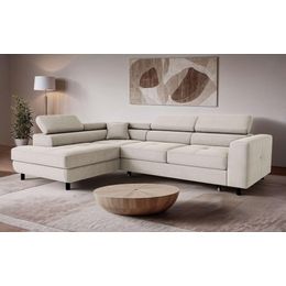 Ecksofa OTTO HOME, B:254cm H:90cm T:199cm, beige, 100% Polyester, Wohnzimmer, Sofas, "AADEN Schlafsofa 254 cm - OTTO. Verlässliche Qualität.", mit