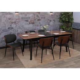 6er-Set Esszimmerstuhl MCW-O45, Bugholz Stoff (370g/m&sup2;) &Ouml;ko-Tex MVG-zertifiziert ~ Walnuss-Optik, dunkelgrau
