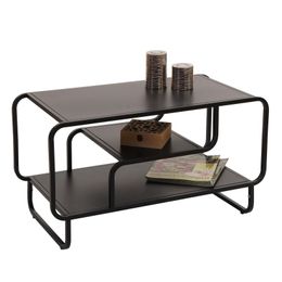 Couchtisch MCW-O49, Wohnzimmertisch Tisch, Industrial 3 Ablagen, Metall 45x80x40cm ~ schwarz