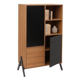 Hochschrank MCW-O40, Schrank Highboard mit T&uuml;ren Stauf&auml;cher Schubladen, MDF Metall Melamin 138x79x40cm ~ natur