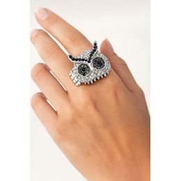 Damen Fingerring "Eule", Messing, silber, Collezione Alessandro, Messing, Fingerringe