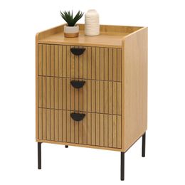 Kommode MCW-O39, Highboard Schrank, 3 Schubladen Melamin MDF 95x50x42cm ~ natur