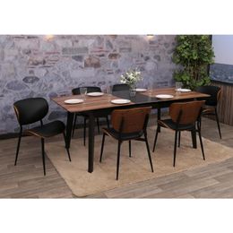 6er-Set Esszimmerstuhl MCW-O45, Stuhl, Bugholz Kunstleder 280g/m&sup2; &Ouml;ko-Tex MVG ~ Walnuss-Optik, schwarz